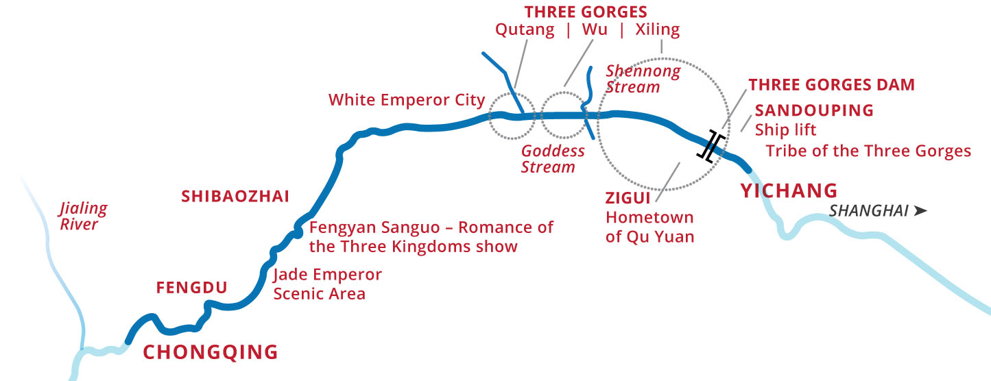 Yangtze River Cruise Map - 2025 Luxury Yangtze River Cruises